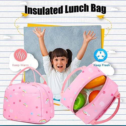 Jumpopack Unicorn Backpack for Girls School Backpack for Elementary Girls Backpack with Lunch Box Lightweight Water Resistance School Bag Preschool Kids Bookbag,Unicorn Cat