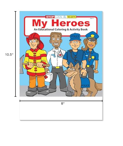 ZOCO - My Heroes - Police, Fire, EMTs - Kids Coloring Books (25 Bulk Pack, Without Crayons) - Community Relations & Promotional Handout - Games, Puzzles, Activities for Children