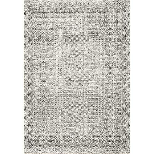 nuLOOM Abstract Tribal Machine Washable Area Rug, 5x8, Grey