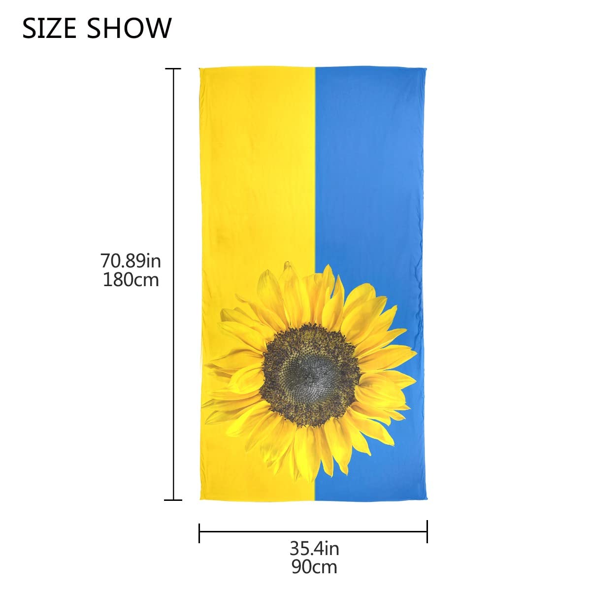 CHIFIGNO Sunflower Ukrainian Flag Long Scarf for Women Large Wrap Stole Fashion Silk Like Neck Scarf