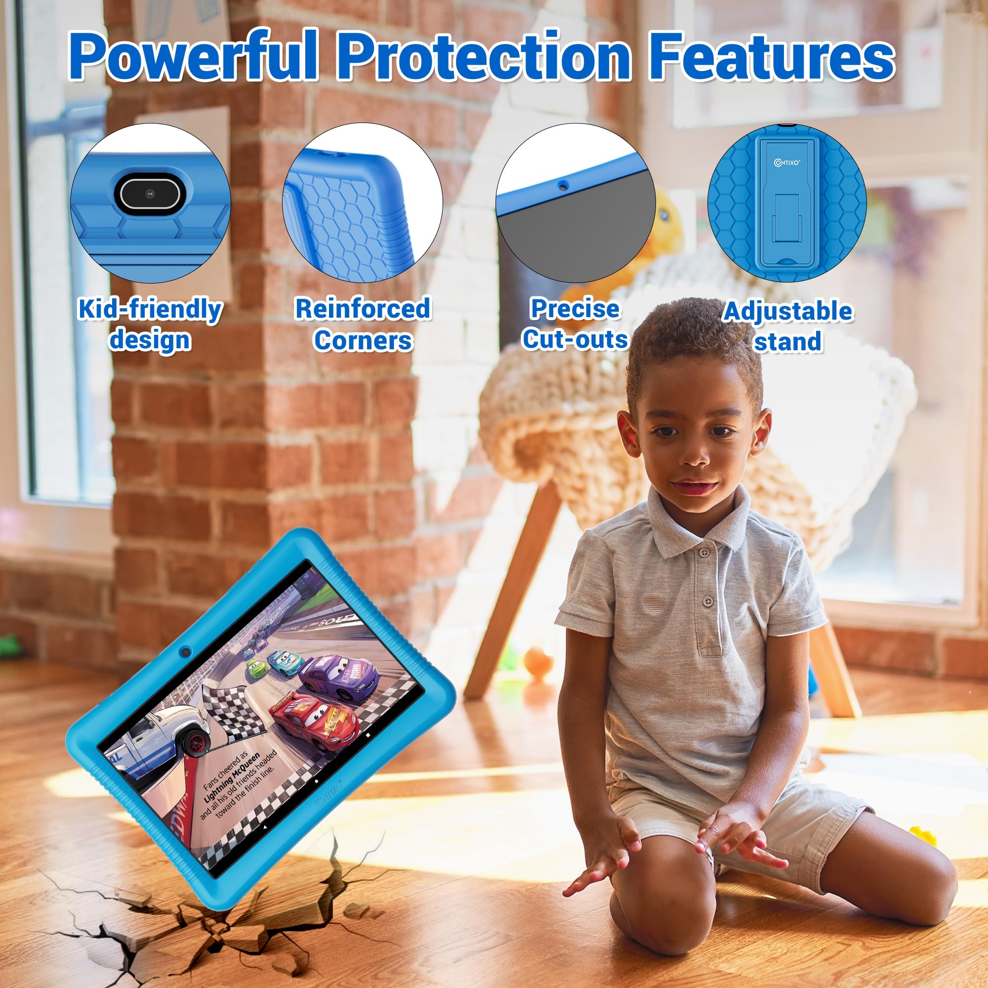 Contixo Kids Tablet, K102 Tablet for Kids and KB-5 Kids Headphones Bundle,10-inch HD, Ages 3-7, Toddler Tablet with Camera, Parental Control, Android 10, 32GB, WiFi, Learning Tablet for Kids