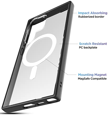 Encased Clear Case Designed for Samsung Galaxy S23 Ultra Magnetic Case with Removeable Phone Holder Grip/Kickstand - Compatible with MagSafe Charging & Accessories