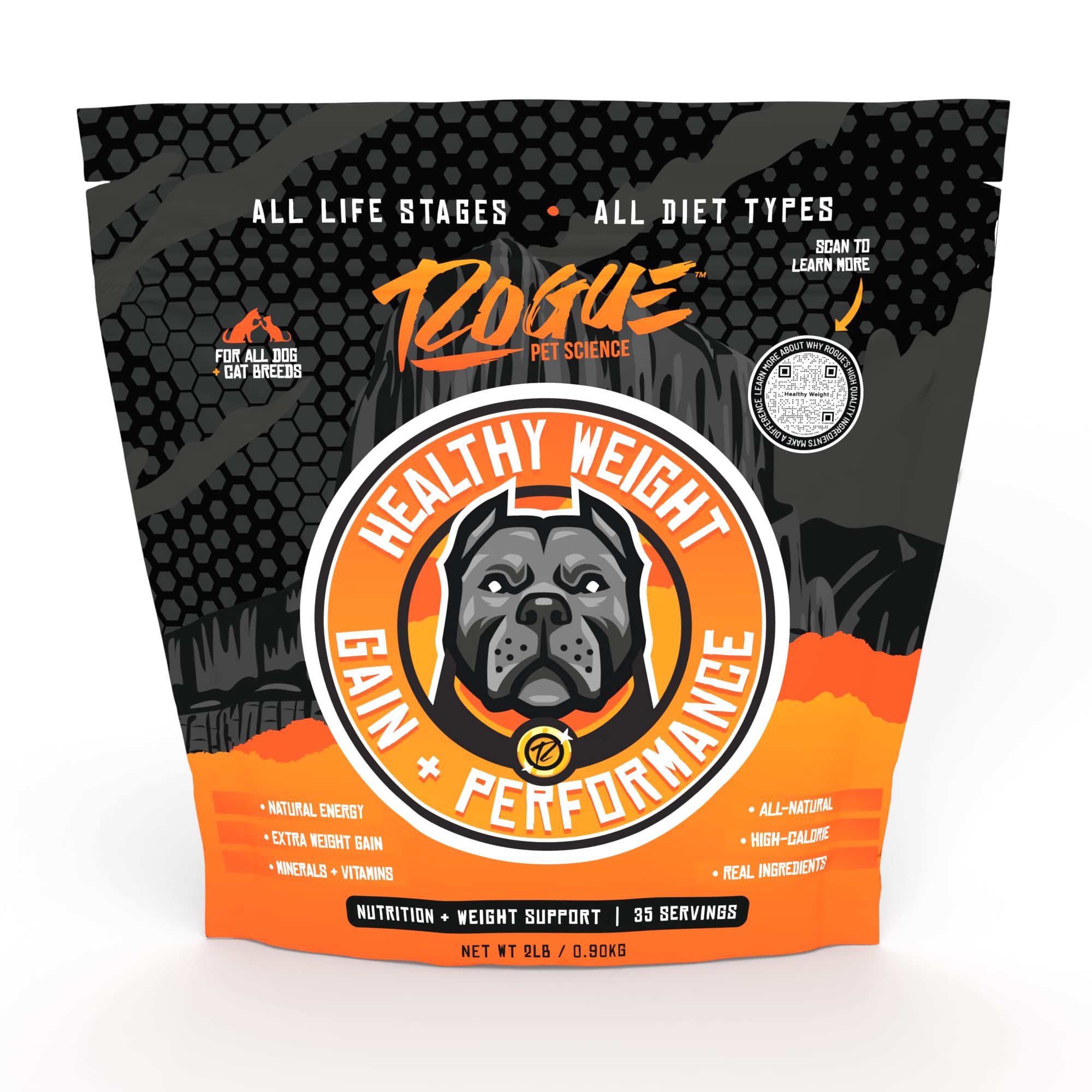 ROGUE PET SCIENCE Healthy Weight - Natural Weight Gainer for Dogs - High Calorie Tasty Dog Food & Cat Food Topper - Supports Weight Gain, Gut Health & Digestion - Helps Provide Natural Energy (2 lbs)