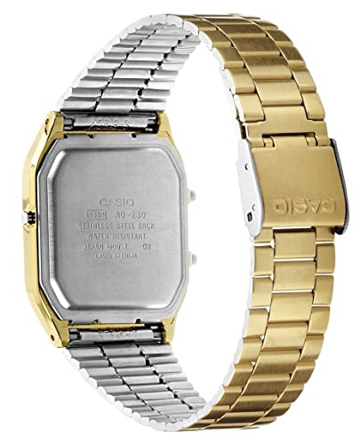 New Casio AQ230GA-9D Digital Analog Dual Time Metal Watch Multi Alarm Auto Calendar Water Resistant
