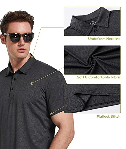 TELALEO 5 Pack Mens Polo Shirts Quick Dry Short Sleeve Golf T Shirt Performance Moisture Wicking Casual Workout SetB L