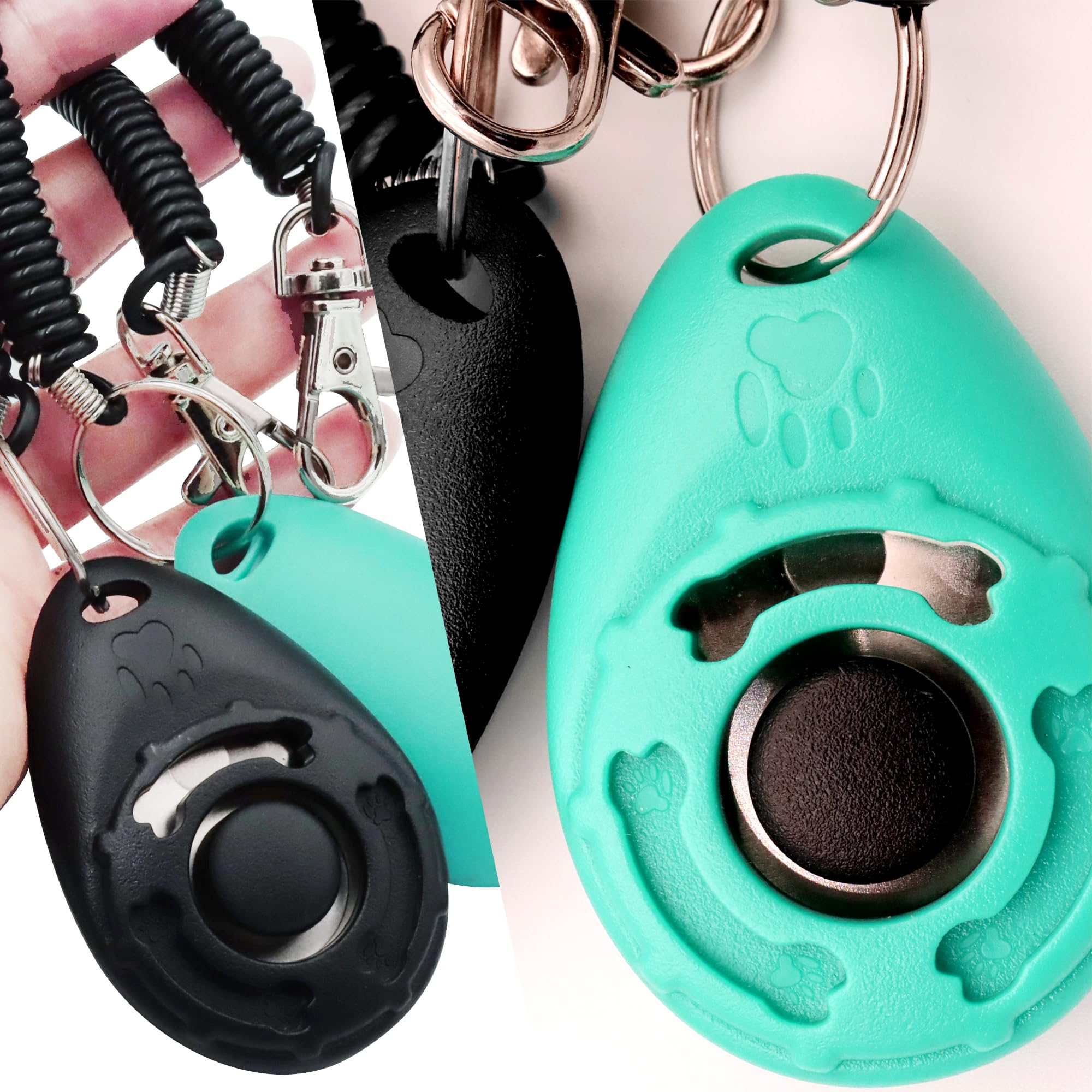 HoAoOo Pet Training Clicker with Wrist Strap - Dog Training Clickers (New Red + Bluegreen)
