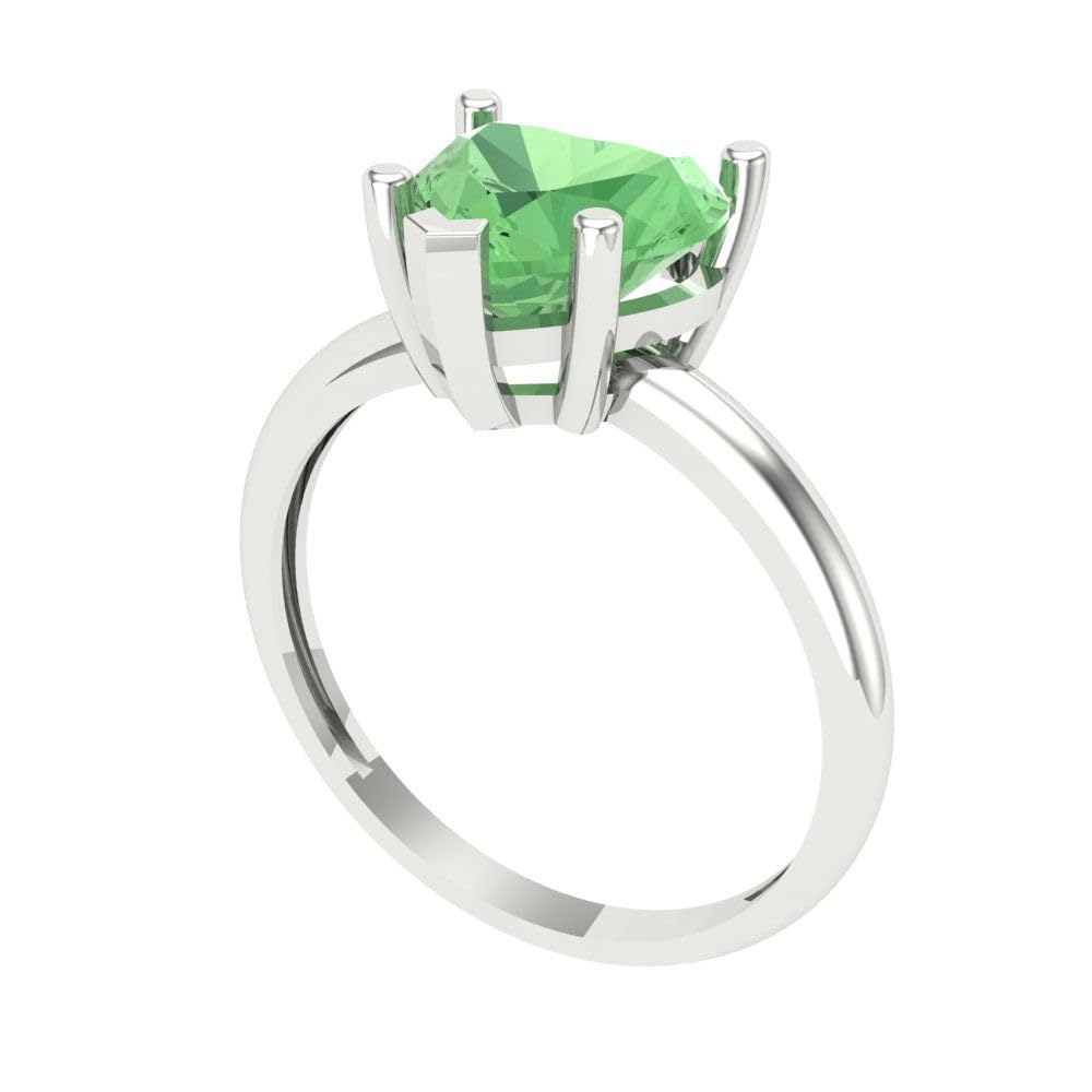Clara Pucci 1.9ct Heart Cut Solitaire Light Sea Green Simulated Diamond Bridal Designer Wedding art deco Anniversary Ring 14k White Gold