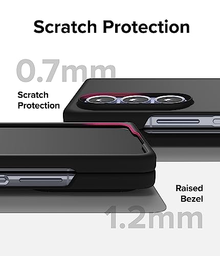 Ringke Slim [Minimalist Fit] Compatible with Samsung Galaxy Z Fold 5 Case for Women and Men, Simple Modern Sleek Design, Protective Sturdy Solid 5G Cover with Lanyard Hole - Black