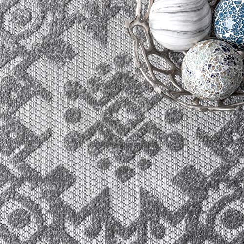 nuLOOM Indoor/Outdoor Contemporary Celestial Area Rug, 4x6, Grey