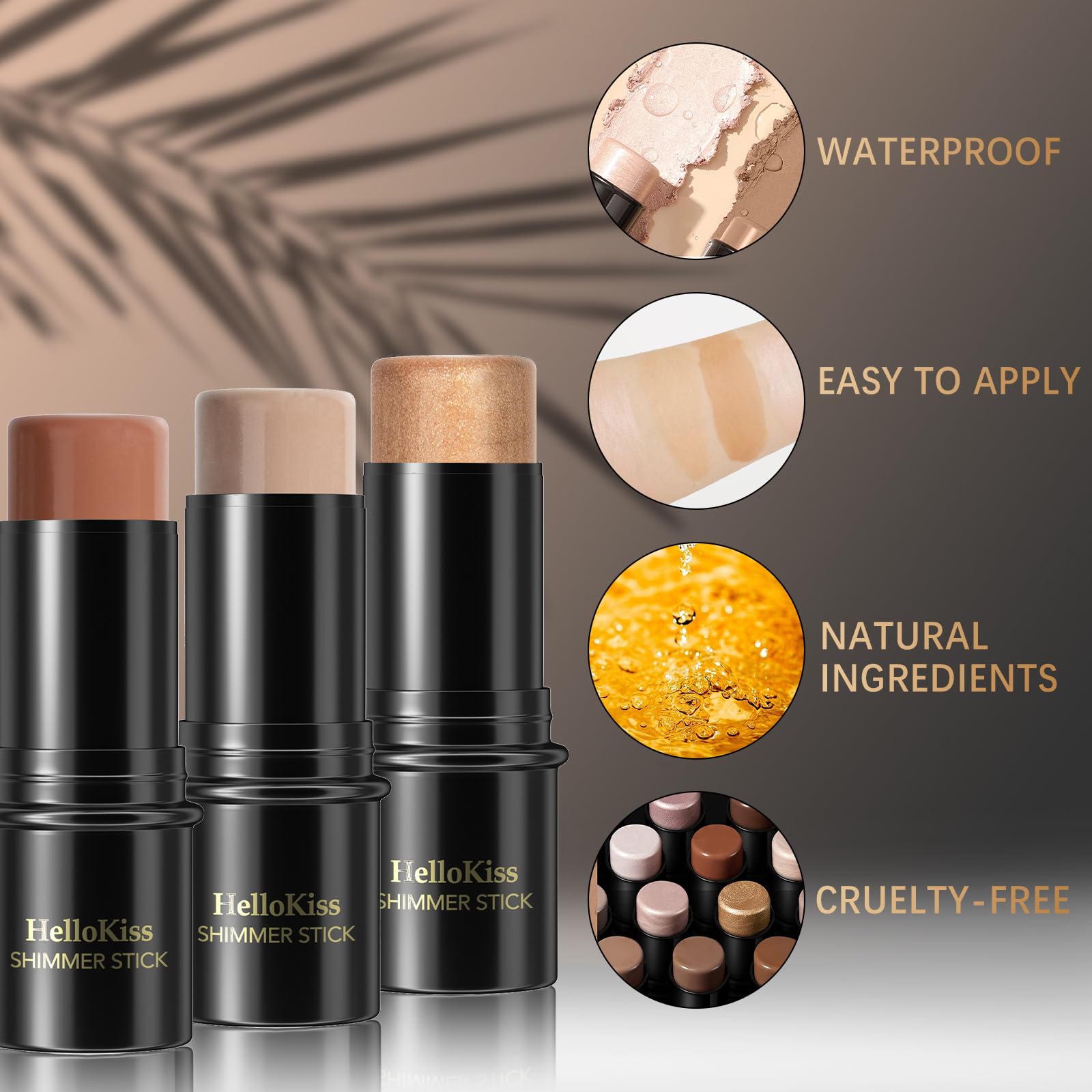 Contour Stick, Highlighter Stick Bronzer Stick, 3Pcs, Waterproof Non-greasy Contour Stick Makeup Highlighter Makeup Stick for Face Contour Long Lasting Cream Contour Stick for Beginner Women
