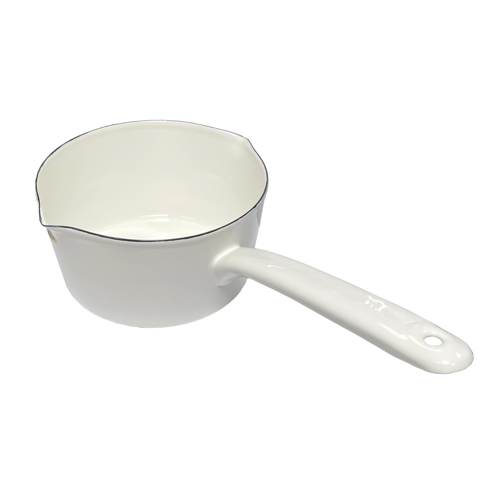 LIFTATAPA Enamel Milk Pan, 1.2L Mini Butter Warmer, Enamelware Saucepan Pan with Pour Spout, Nonstick Enamel Milk Pot, Enamel Melting Pot for Induction Electric Gas Stoves