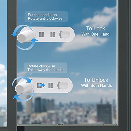 Childproof Sliding Glass Door Lock, Baby Safety Slide Window Locks for Kids Proof Patio Closet Doors No Drilling Tools Needed Easy Installation (White-Count of 1)