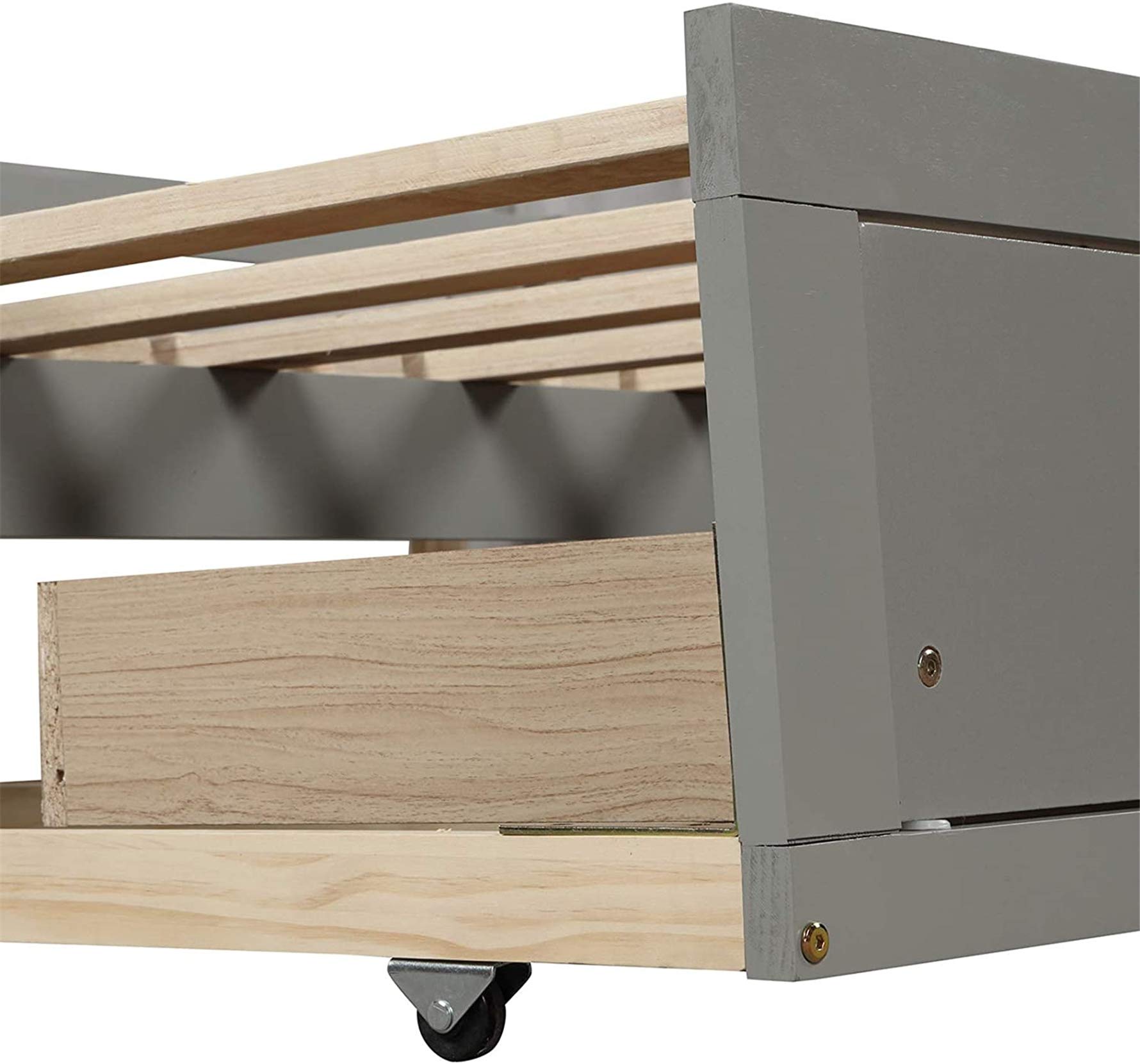 MERITLINE Daybed Frame with Two Storage Drawers, Twin to King Daybed Extendable Design,Wooden Sofa Bed for Bedroom Living Room,Grey
