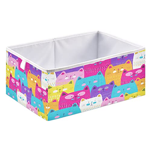 Kigai Cute Cat Cube Storage Bins - 11x11x11 In Large Foldable Storage Basket Fabric Storage Baskes Organizer for Toys, Books, Shelves, Closet, Home Decor