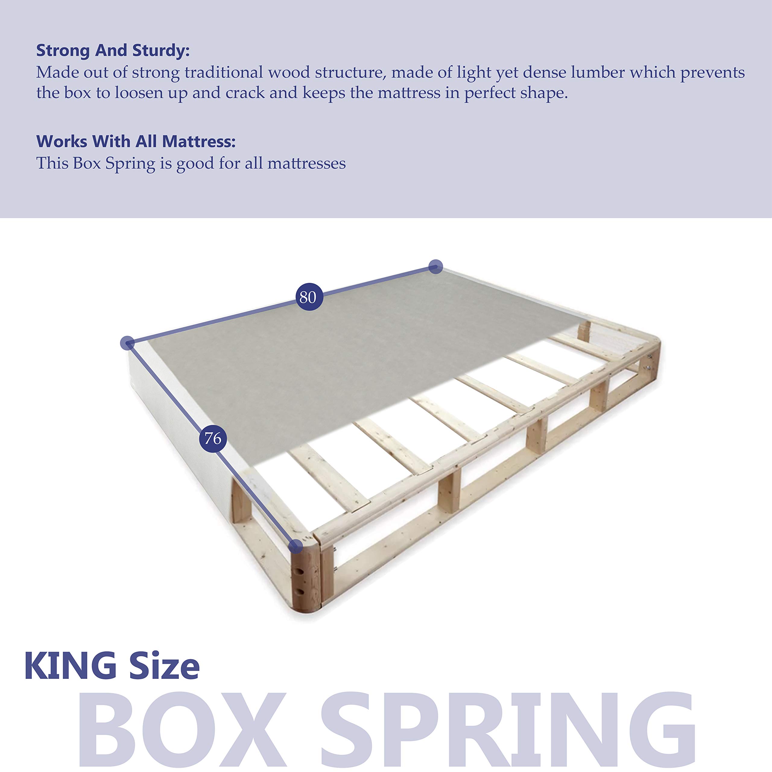 Mattress Solution Fully Assembled Low Profile Split Wood Traditional Boxspring/Foundation, King, Extra Pedic Collection