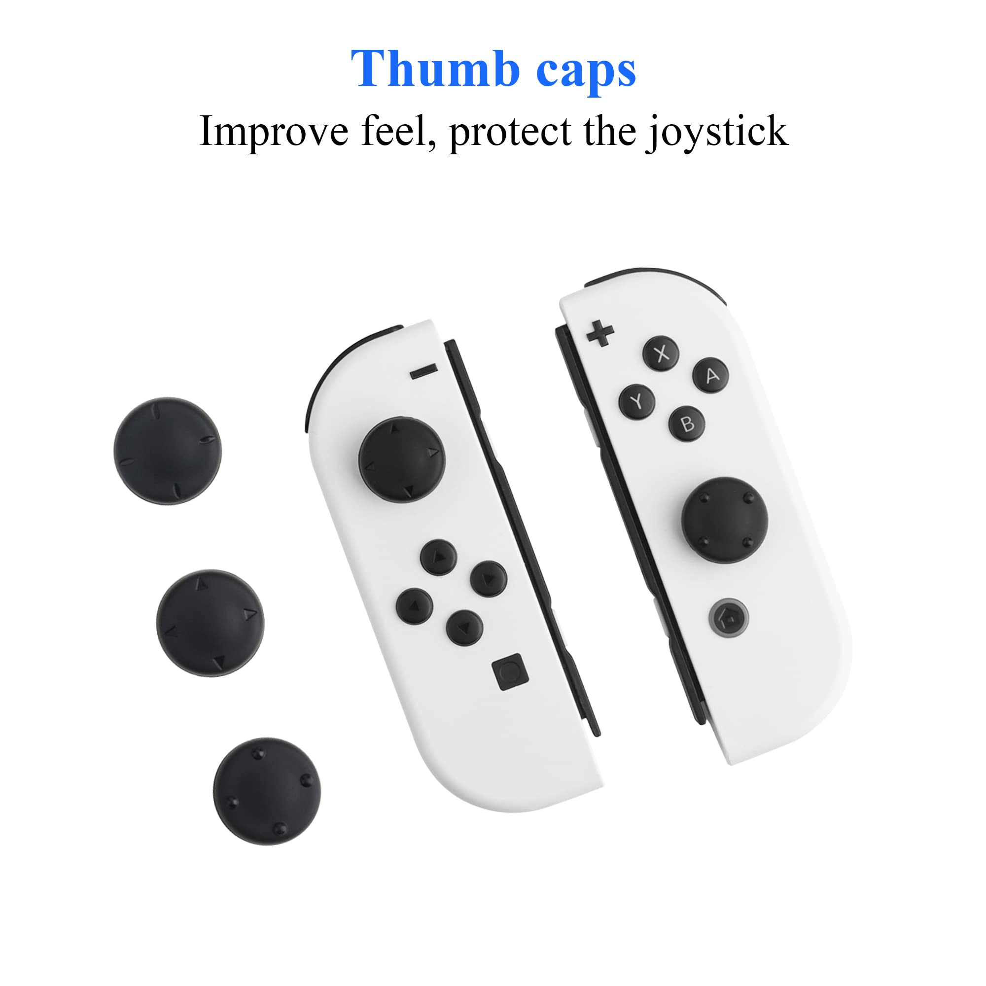 FANPL Accessories for Nintendo Switch OLED with 11 Dust Plugs and 3 Thumb Grips