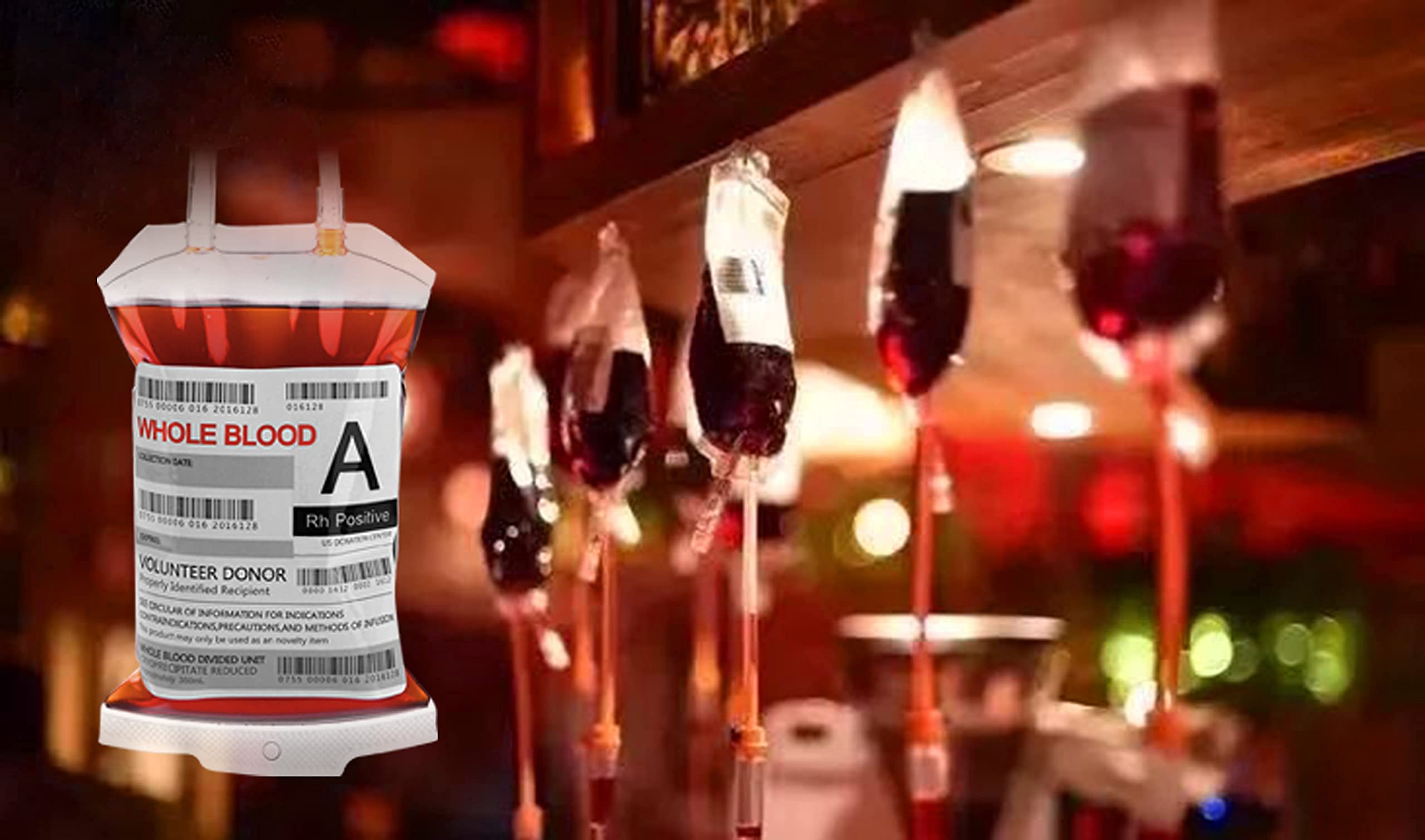 Lightopia Blood Bags for Drinks, LightOpia Set of 10 IV Bags - 11.5 FL OZ, Party Decoration Cups , Halloween/Vampire/Nurse Graduation/Zombie Party Favors