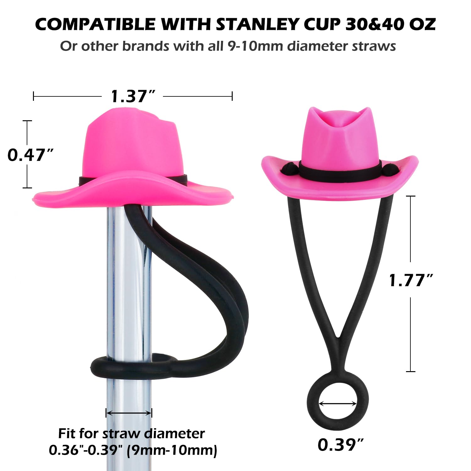 IFSNOW 5Pcs Cowboy Hat Straw Covers Compatible with Stanley Cup 30 40 oz, Cute Funny Straw Toppers Tumbler Accessories for Men Women Gift, Silicone 10mm Straw Caps Dust-Proof Protector