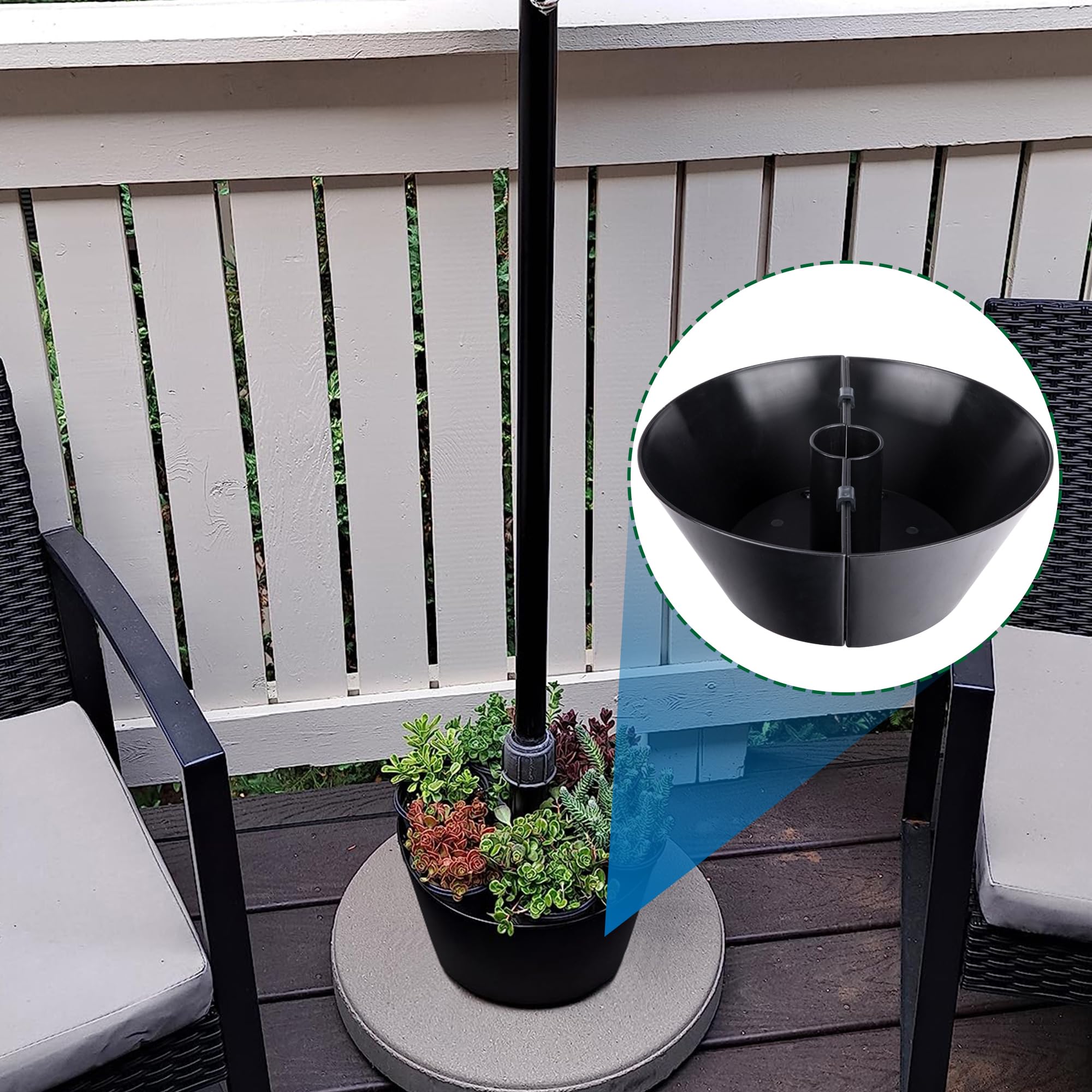 EBaokuup Umbrella Planters - Half Circle Planter Pots with Umbrella Hole - Flower Planters Pots Container for Indoor Outdoor Garden Home Plants (1 PCS)