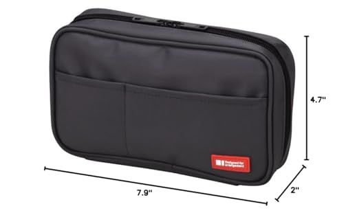 LIHITLAB Zipper Pen Case, 7.9 Γβ 2 Γβ 4.7 Inches, Black (A7551-24)