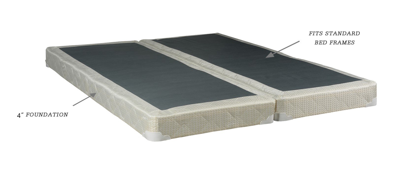 Mattress Solution, 4-Inch Sturdy Split Box Spring for Mattress Support-Durable and Fully Assembled, Natural Wood Foundation for Full, White