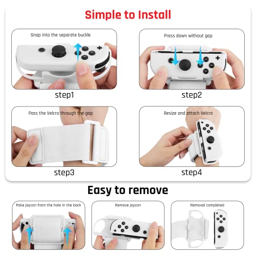 FANPL Wrist Bands for Dance 2024/2023/2022/2021/2020, Adjustable Elastic Straps for Nintendo Switch & Switch OLED Joycon Controller, 2 Pack Switch Dance Game Accessories for Adult and Kids - White
