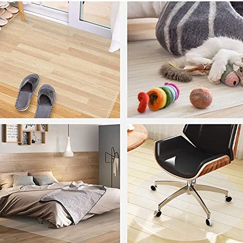 Clear PVC Desk Chair Mat 1.5mm Transparent Floor Protector,Rectangular Vinyl Floor Protector Mat,80/100/120/140cm Wide,Non Slip,Wood/Tile Protection Mat for Office & Home for Office & Home (Color : A