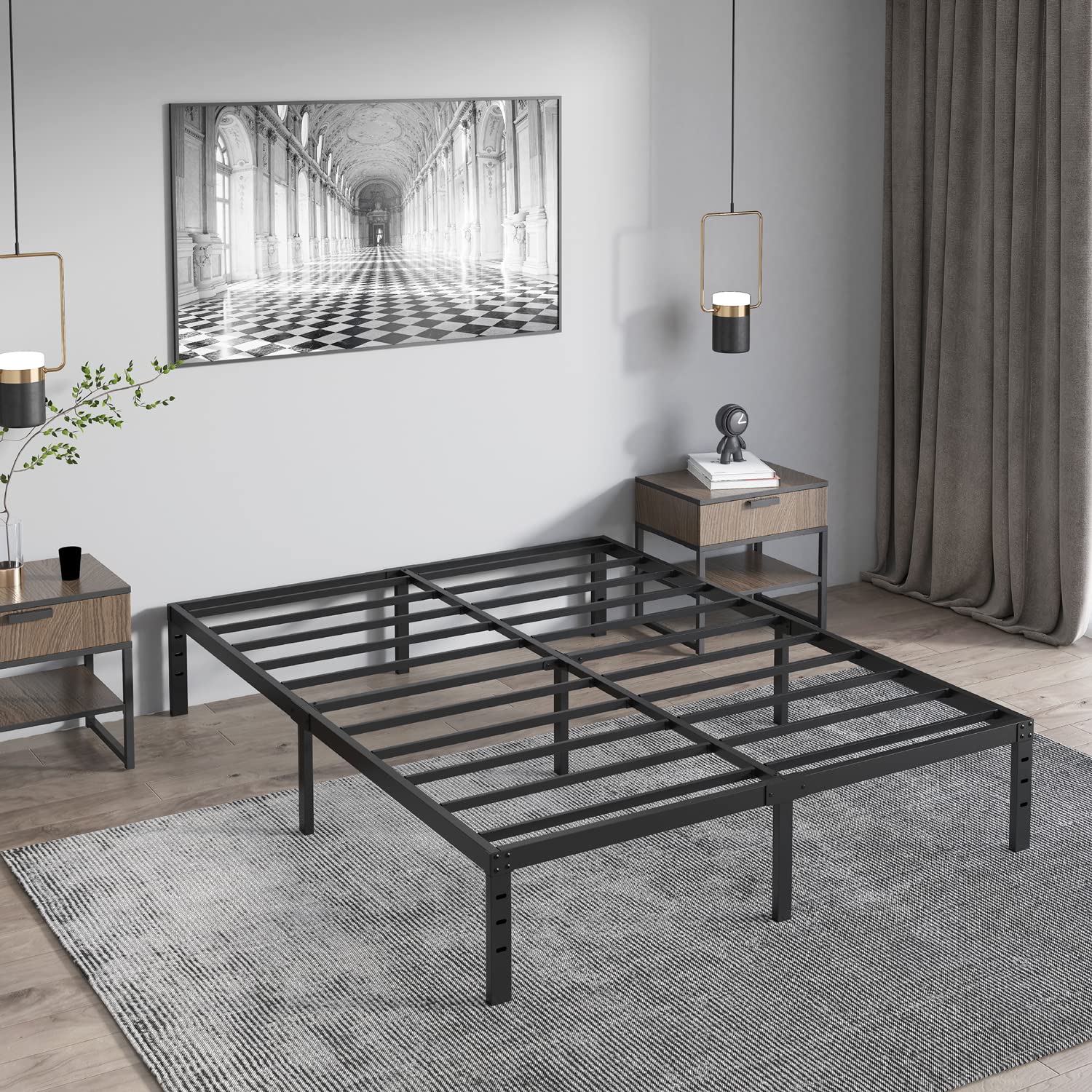 COMASACH California King Bed Frame 16 Inches Tall, Heavy Duty Metal Platform Bed Frame,Sturdy Steel Frame,Support up to 3500lbs,No Box Spring Needed,Noise-Free, Easy to Assemble