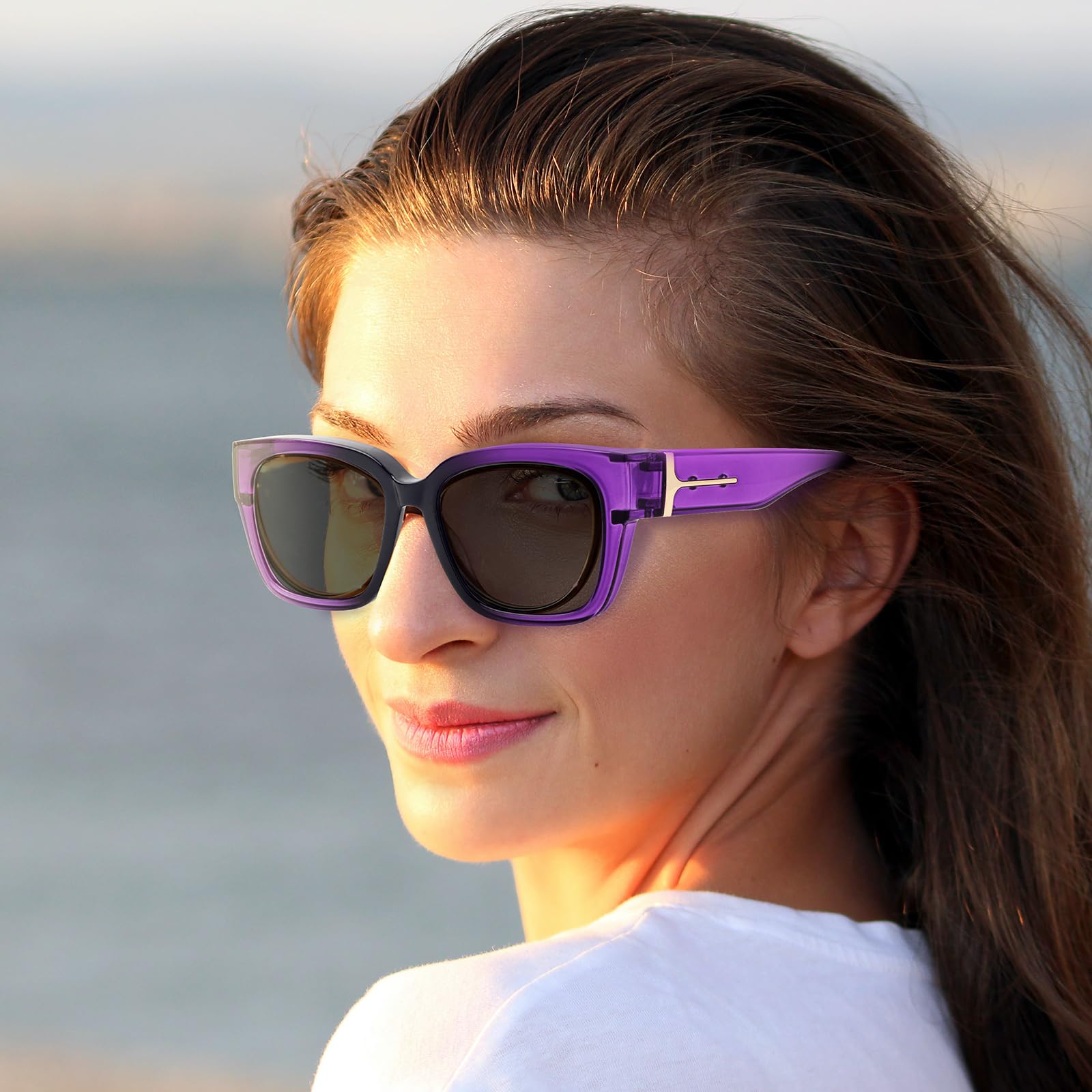 Face Shadow Polarized Sunglasses Over Glasses for Women Men, Fit Over Glasses Sunglasses Square Oversized Sunglasses UV Protection Lightweight