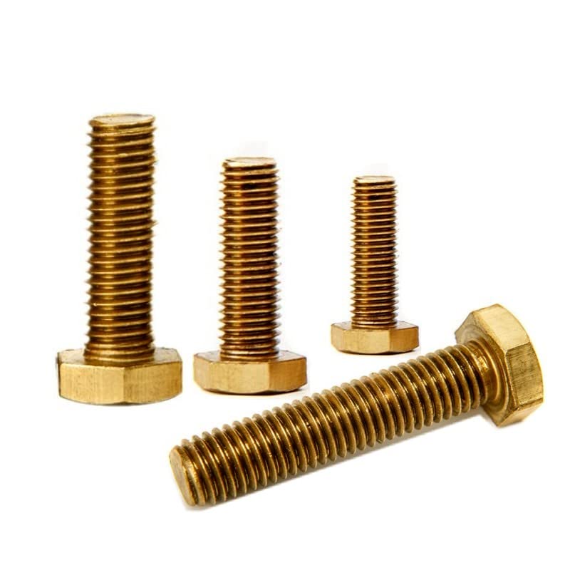 CREULT Brass Hex Bolts M10 x 30mm Thread Standard Pitch Hexagon Drive Metric Machine Screws Preservative Fastener (4pcs)