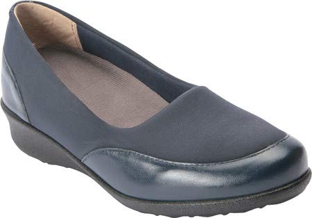Drew Shoe London II Women's Therapeutic Diabetic Extra Depth Shoe: Navy/Combo 12.0 Narrow (AA) Slip-On