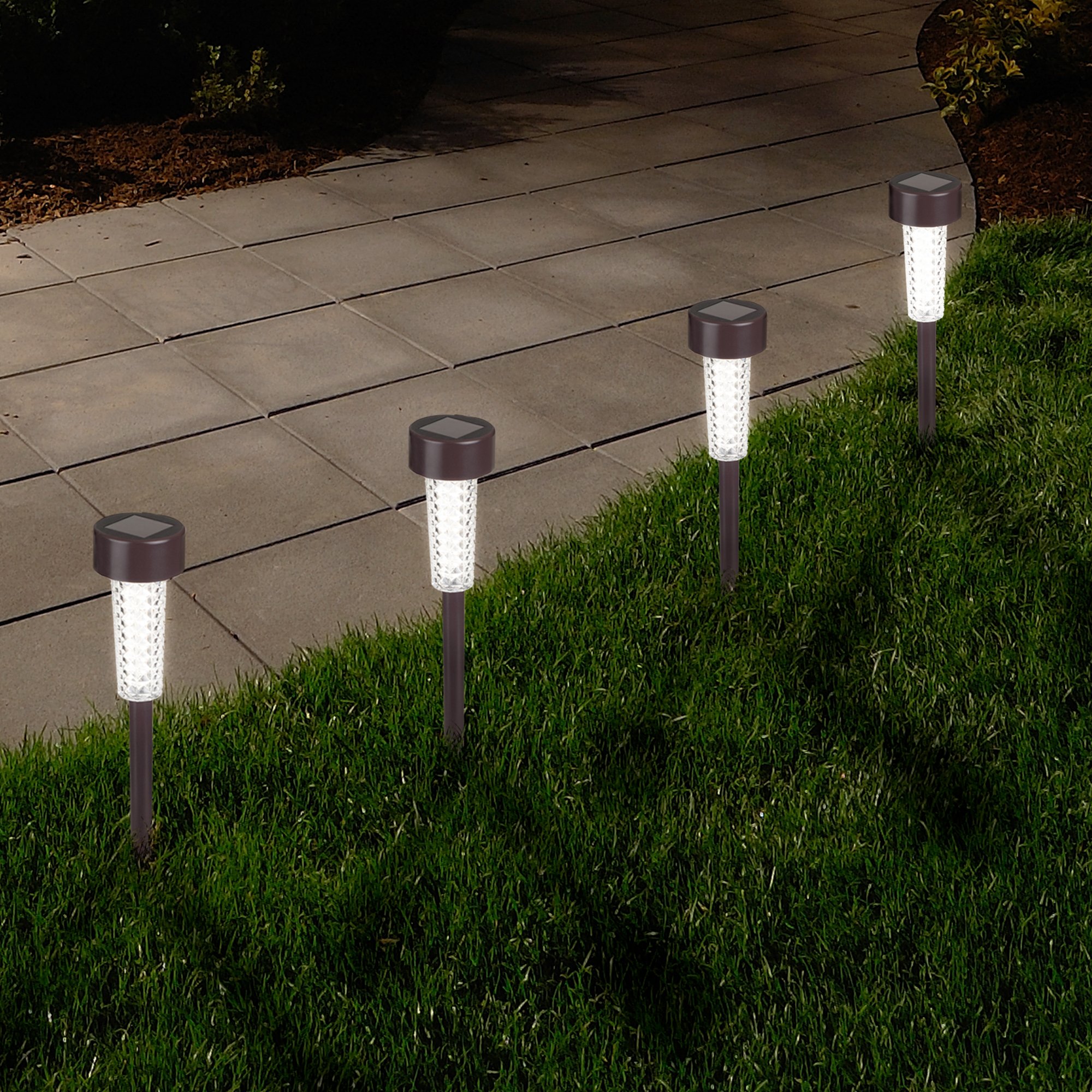 Pure Garden 50-175 Bronze Solar Powered Lights (Set of 6)-LED Outdoor Stake Spotlight Fixture for Gardens, Pathways, and Patios, 14.25” (H) x 2” (L) x 2” (W)