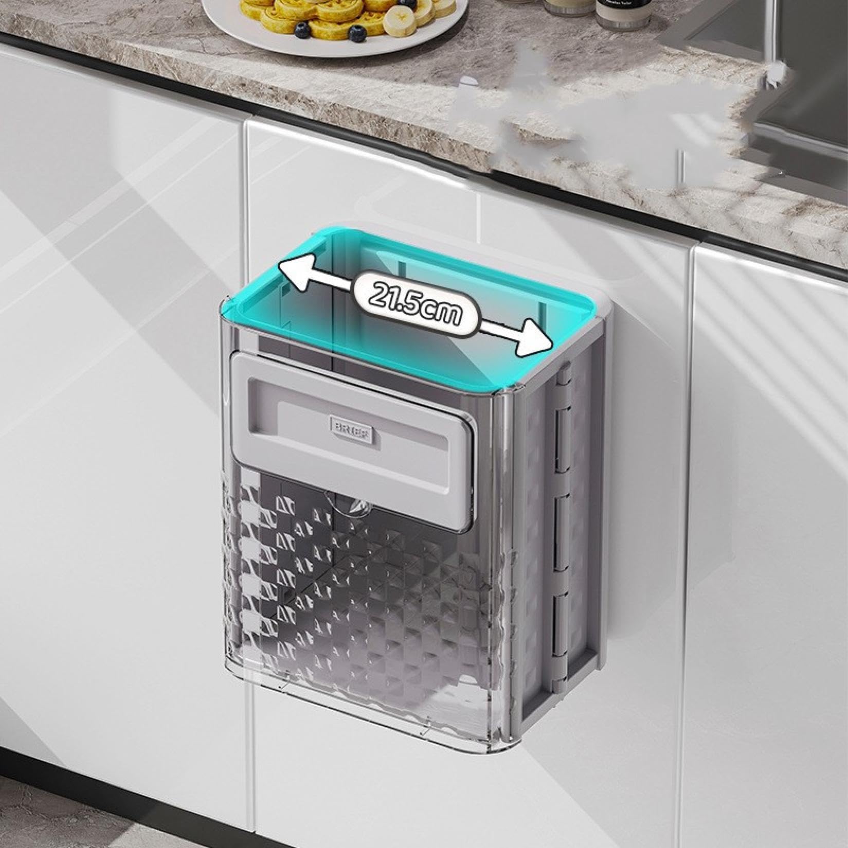 Foldable Hanging Trash Can,Upgrade Hanging Kitchen Trash Can, Kitchen Trash Can 13+ Gallon,Foldable Waste Bin for Kitchen, Collapsible Hang Small Plastic Garbage Can for Cabinet/Car/Bedroom (Green)