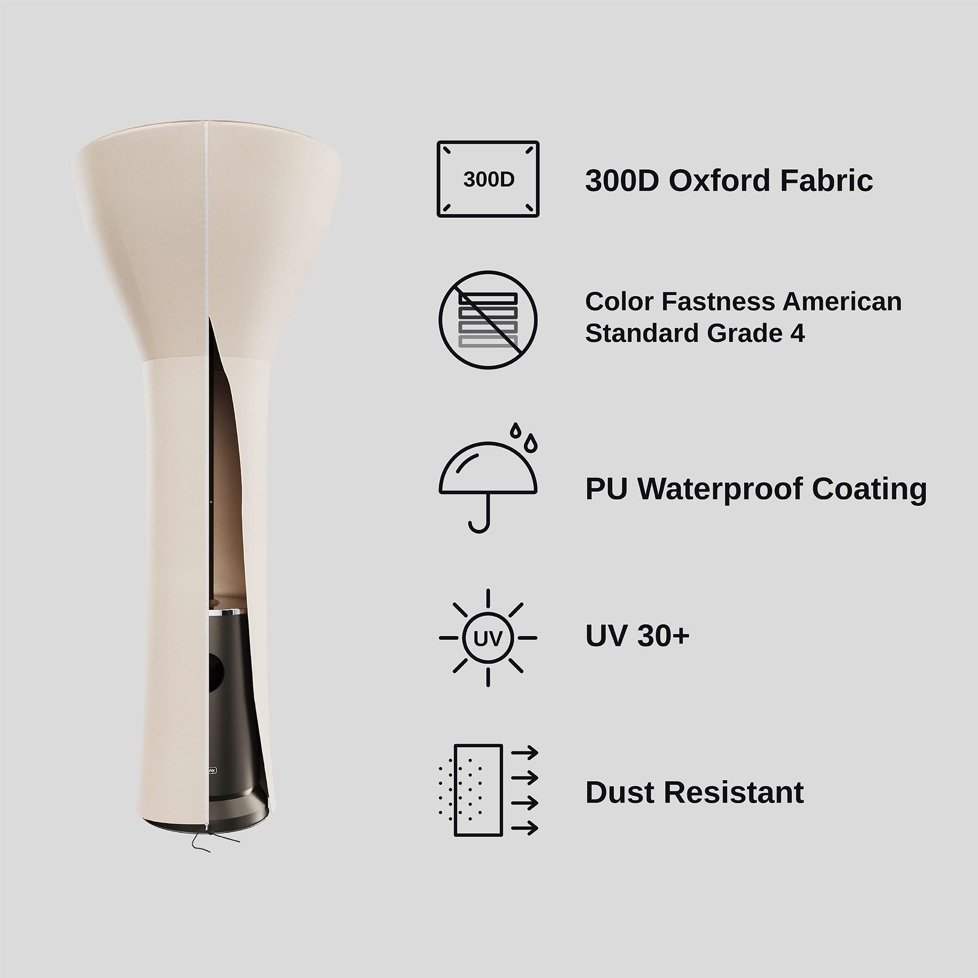 EAST OAK 50,000 BTU Patio Heater Bundle with Cover and Table | Outdoor Commercial Grade Propane Heater Set
