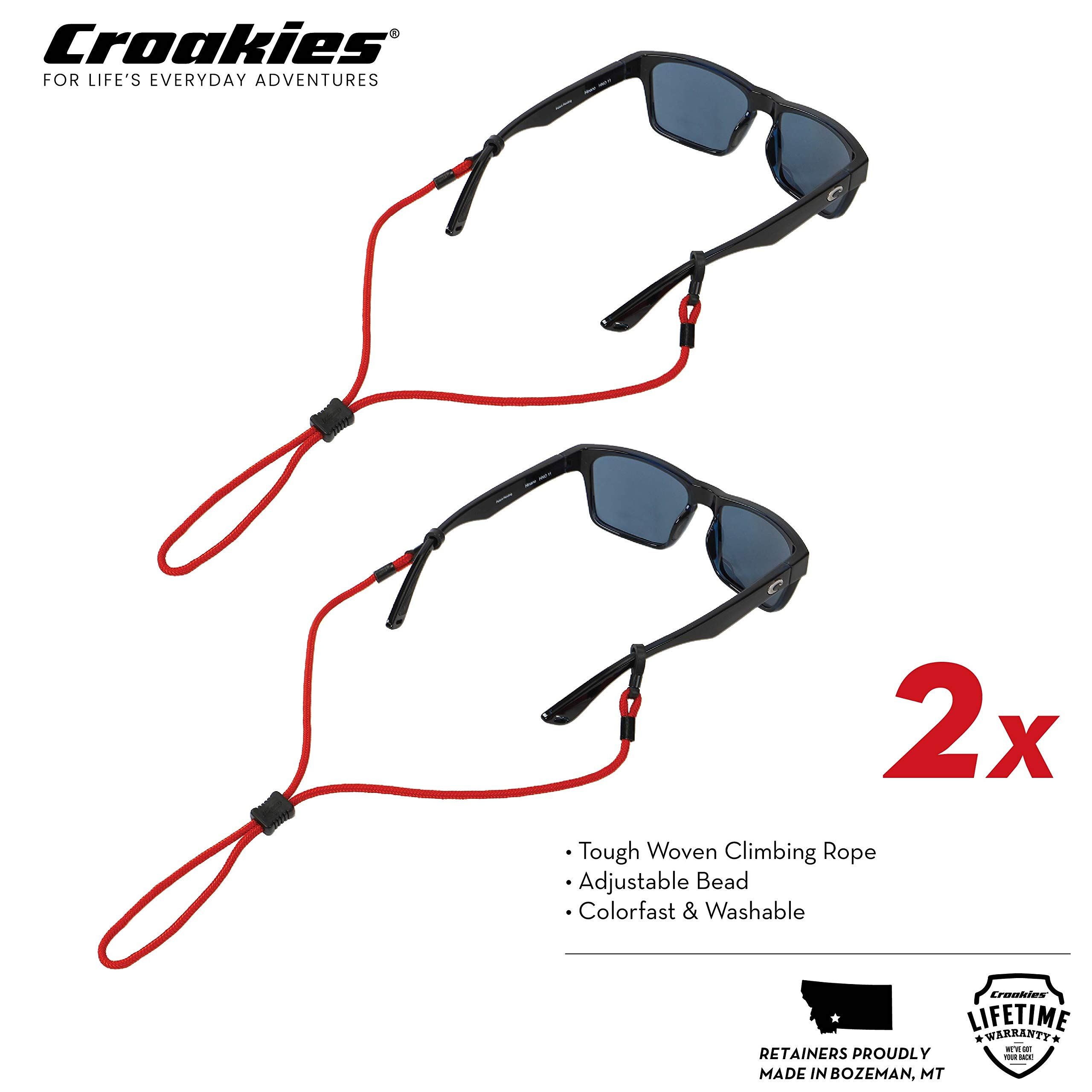 Croakies Terra Spec Cords Adjustable Sport Eyewear Retainer with All-in-One Cleaning Kit and Microfiber Cloth Kit l Made Nylon Climbing Rope l Sunglasses, Eyeglasses, and Precrtiption Glasses l 2 Pack