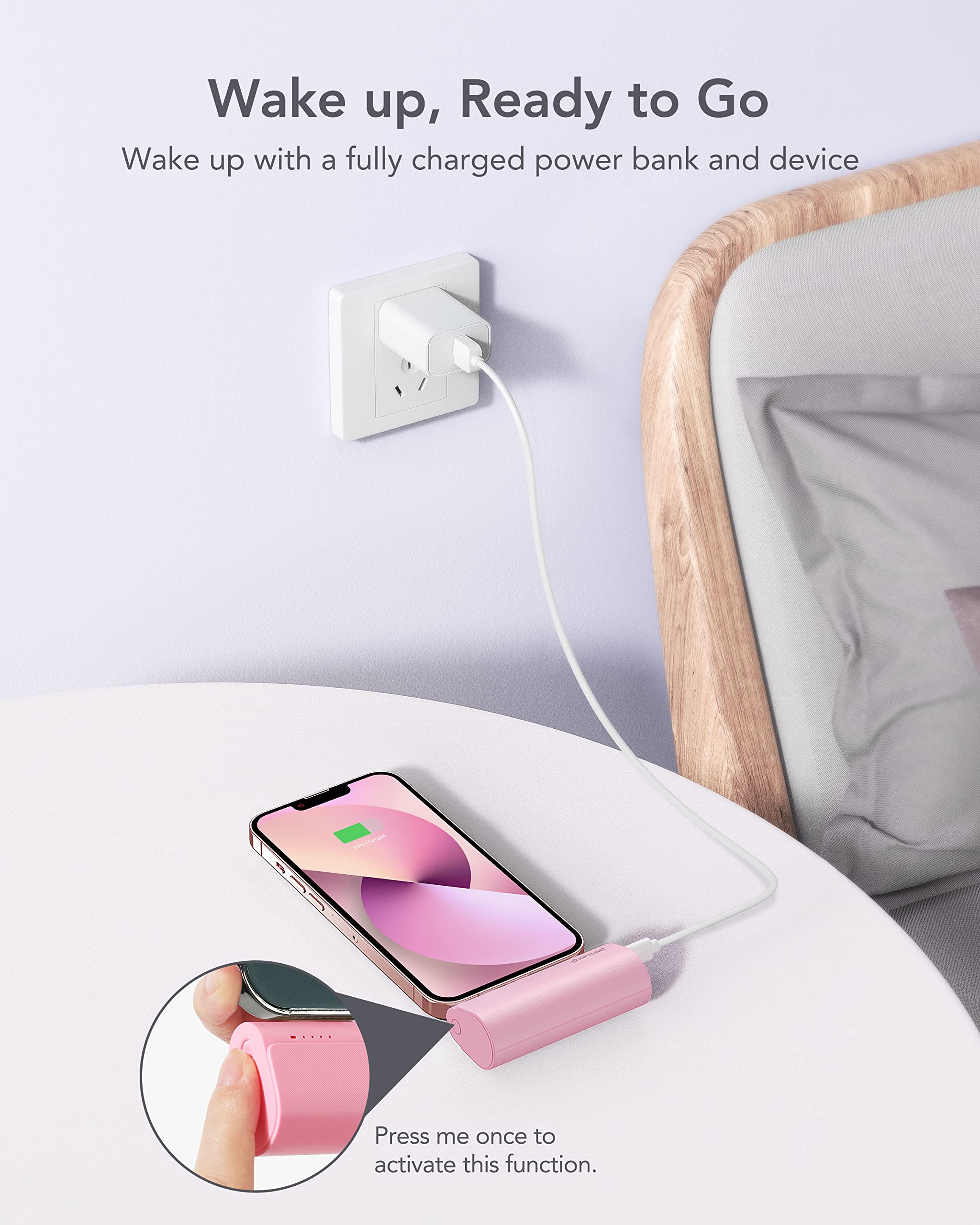 Charmast Small Portable Charger 5000mAh, Ultra-Compact 20W PD Fast Charging Power Bank Mini Battery Pack Compatible with iPhone 14/14 Pro Max/13/13 Pro Max/12/12 Pro Max/11/XR/X/8/7/6, and More