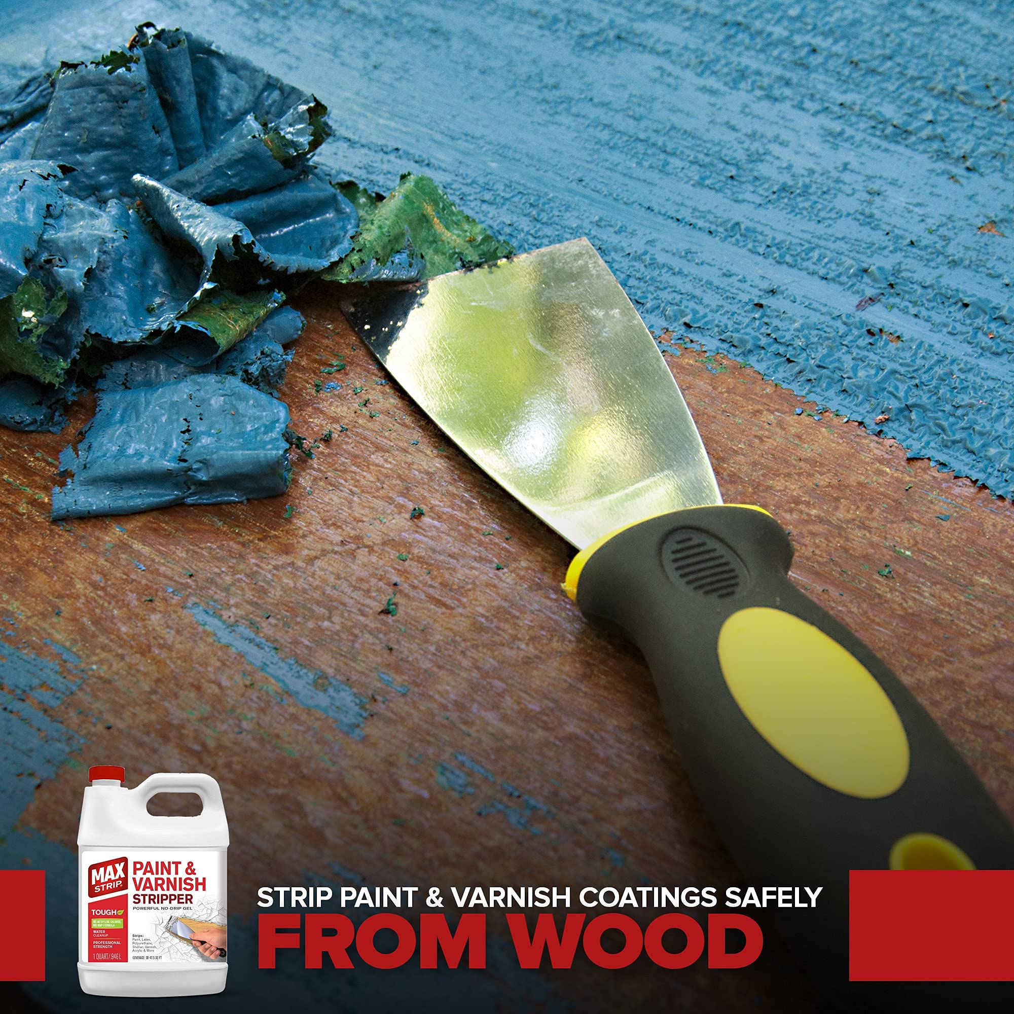 Max Strip Paint & Varnish Stripper 32oz - Paint Stripper for multiple layers of acrylic, latex, oil & water-based paints, varnishes. For wood, metal, masonry, plaster, tile, molding.