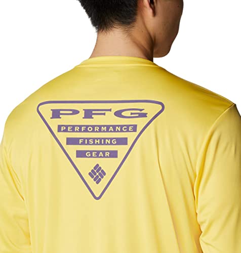 Columbia Men’s PFG Terminal Tackle Destination Long Sleeve, Sun Protection, Sun Glow/Louisiana, Large