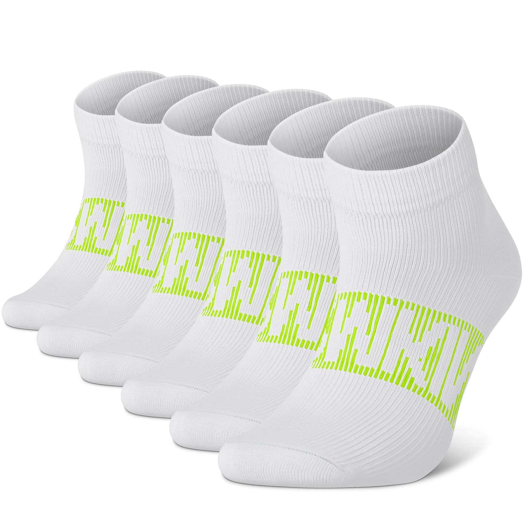 CHARMKING Compression Socks for Women & Men Circulation 6 Pairs 15-20 mmHg Ankle Socks is Best for Athletic(S/M,White/Green)