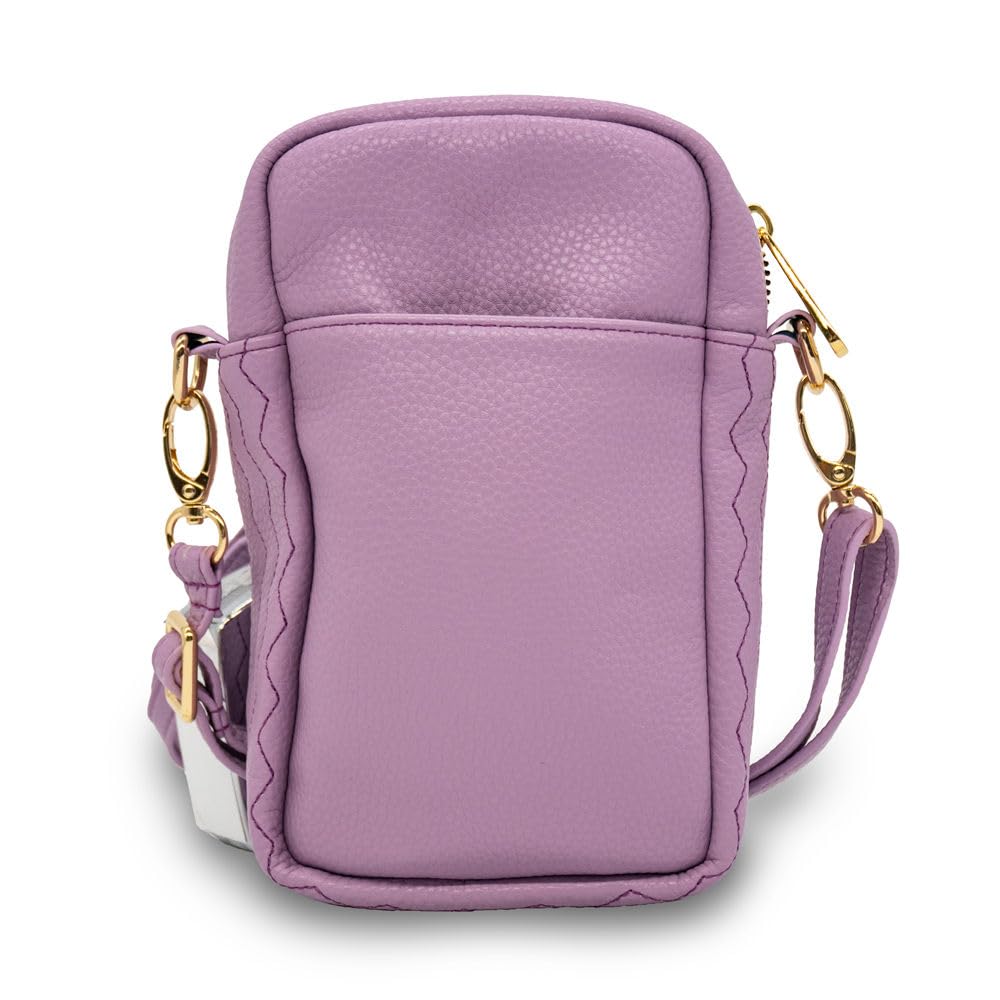 Disney Bag, Cross Body, Minnie Mouse Bow Icon with Chevron Stitch, Lilac, Vegan Leather