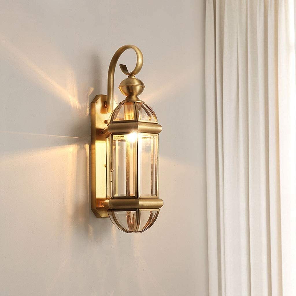 ZpLMW Wall Light Copper Outdoor Wall Lamp Waterproof Home Retro Garden Lighting Corridor Aisle Balcony Exterior Wall Stair Wall Lamp