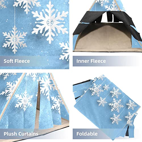 enheng Small Pet Hideout Christmas Hanging Snowflakes Background Hamster House Guinea Pig Playhouse for Dwarf Rabbits Hedgehogs Chinchillas