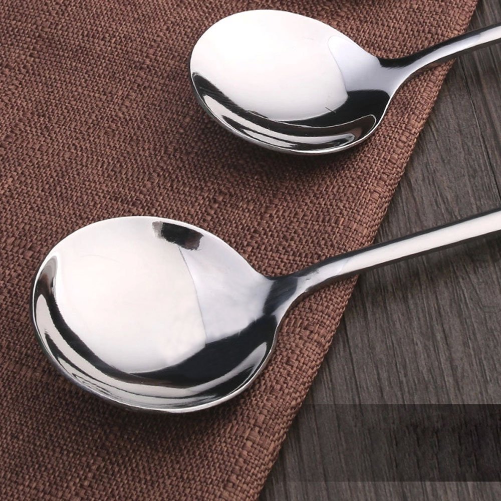 HornTide 6-Piece Soup Spoon Set Bouillon Spoon Flatware Stainless Steel Mirror Polishing 6.5-Inch 16.6cm