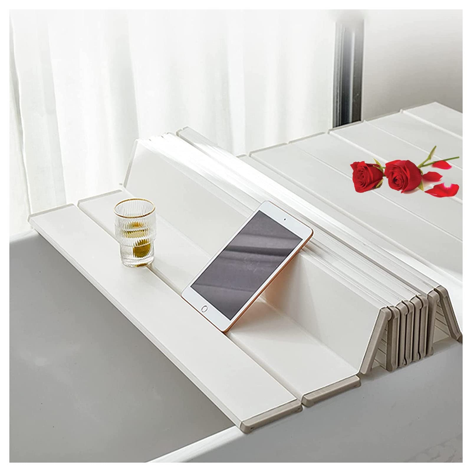 Folding Bathtub Cover, Bathroom Dust-Proof Insulation Board, Polypropylene Shutter Bath Lid Bath Tub Tray Bathtub Accessories, 1cm Thickness (Color : White, Size : 120cmx75cmx1cm)