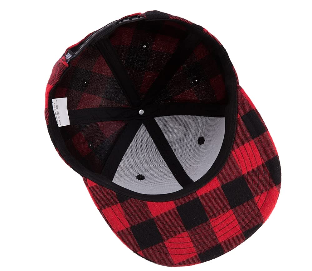 CNUSER Snapback Hats for Men Women,Fashion Baseball Cap,Hip Hop Flat Bill Brim Adjustable Dad Hats (Plaid Black Red)