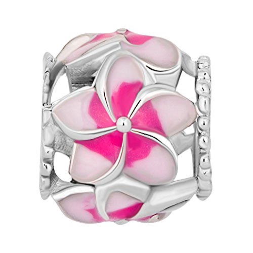 CharmSStory Filigree Orchid Flower Love Enamel Charm Beads Charms For Bracelets (Pink)