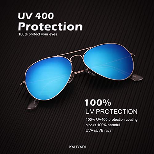 KALIYADI Classic Aviator Sunglasses for Men Women Driving Sun glasses Polarized Lens UV Blocking (2 Pack) 58mm