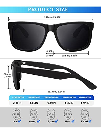 KALIYADI Sunglasses Men Polarized Sun glasses for Mens Womens Classic Matte Black Frame UV Protection 3pack(Grey/Green/Orange)