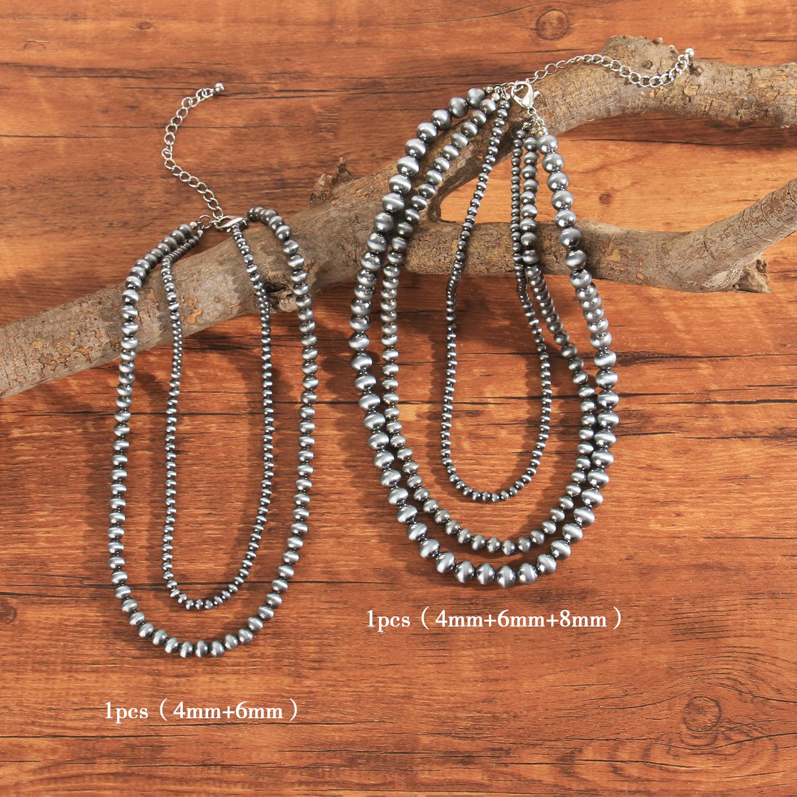 CHISOONBANNER Western Jewelry Navajo Pearl Necklace for Women Beaded Necklace Boho Vintage Choker(1pcs(4mm+6mm))