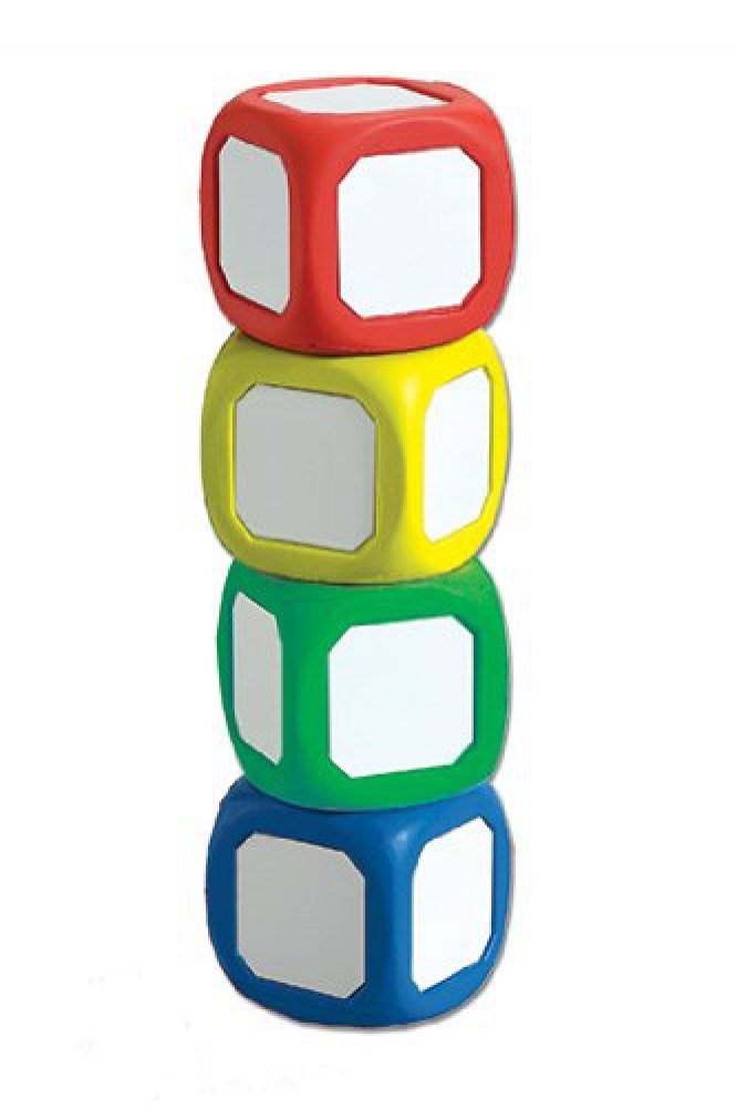 Learning Advantage Inc Write-on Wipe-Off Dice Set, Assorted Colors, Set of 4
